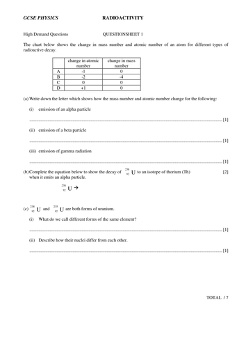 GCSE radioactivity question and answers by raj.nandhra - Teaching ...