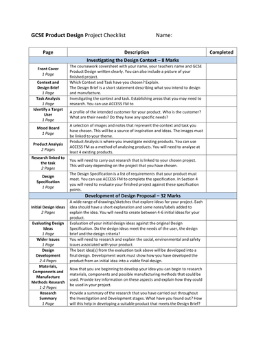 AQA GCSE Product Design Student Checklist by nightrider - Teaching ... AQA GCSE Product Design Student Checklist by nightrider - Teaching ...