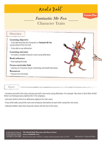 Fantastic Mr Fox - Lesson Plan by Roald_Dahl - Teaching Resources - Tes