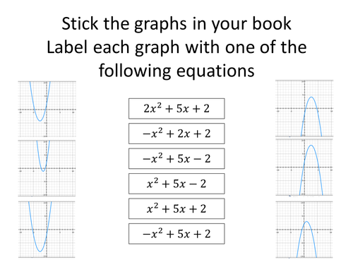 Matching quadratic equations to their graph by fionaryan88 - Teaching ... Matching quadratic equations to their graph by fionaryan88 - Teaching ...