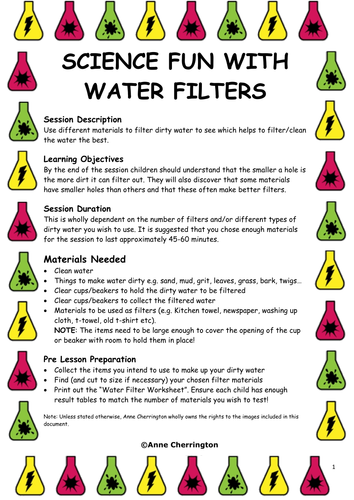 KS1 and KS2 - Science Lesson Plan (x2) - Water Filters and Bubbles ...