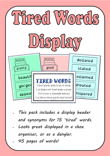 'Tired Words' Synonym Display | Teaching Resources