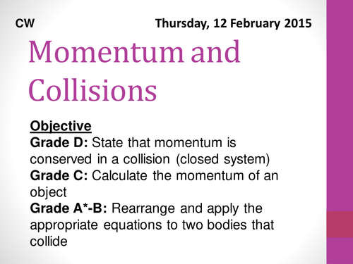 GCSE Momentum and Collisions | Teaching Resources