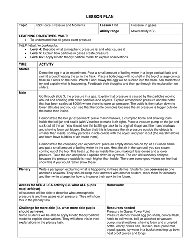 KS3 Pressure in gases | Teaching Resources