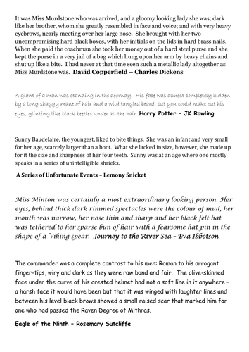 Creating pen portraits - describe characters so well you can see them ...