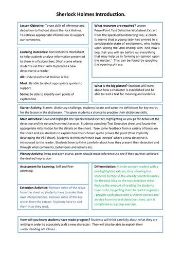 Introducing Sherlock Holmes - Reading for Meaning. | Teaching Resources