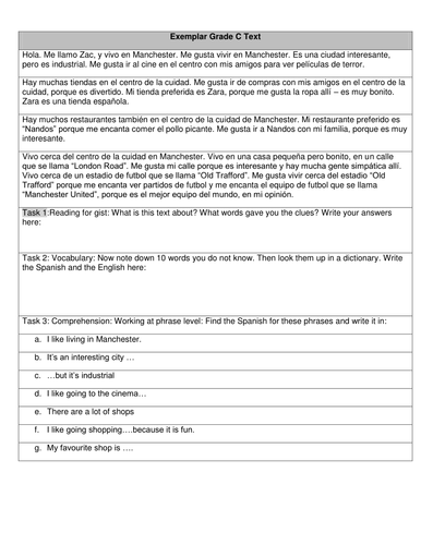 Where I Live Spanish GCSE Controlled Assessment Preparation | Teaching ...