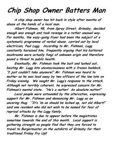 Journalistic Writing (Tabloid) | Teaching Resources Journalistic Writing (Tabloid) | Teaching Resources
