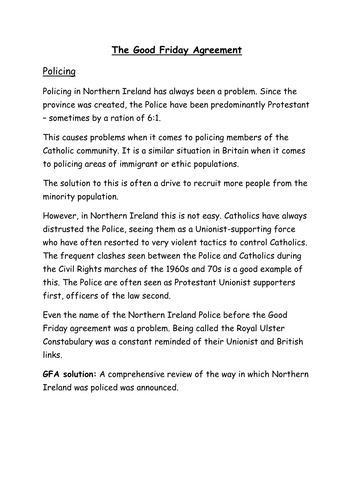 Northern Ireland - What was the Good Friday Agreement? | Teaching Resources