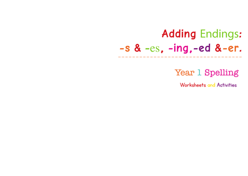 Year 1 Spelling Worksheet Bundle- Word Endings | Teaching Resources