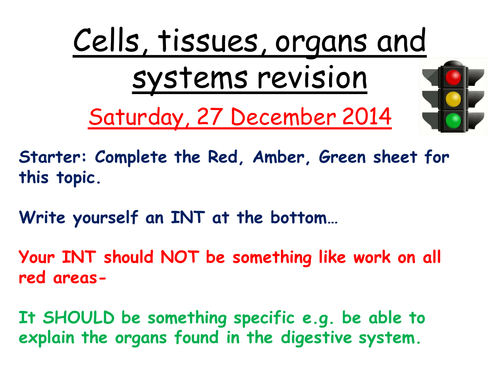 AQA B2 Cells, tissues, organs and systems revision lesson | Teaching ...
