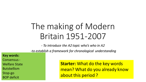 Making of Modern Britain 1951-2007 AQA HIS3M | Teaching Resources