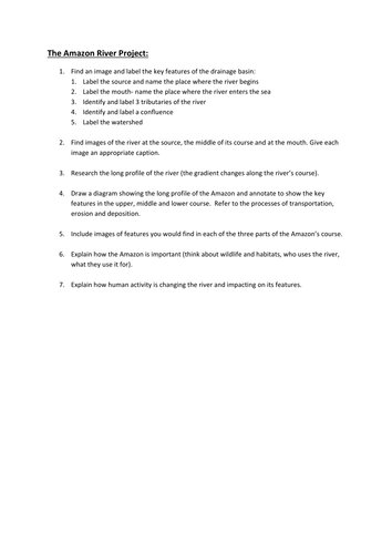 Amazon River Project | Teaching Resources