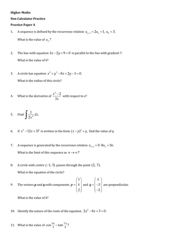 NEW Higher Maths Revision Materials | Teaching Resources
