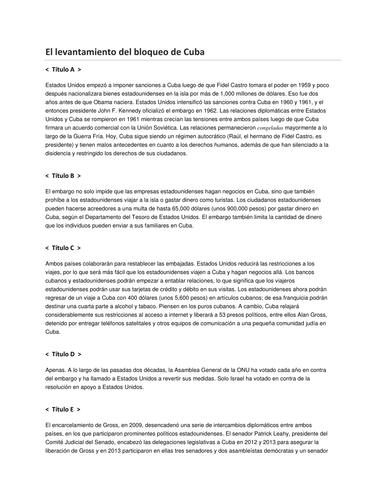 El bloqueo de Cuba diciembre 2014 | Teaching Resources