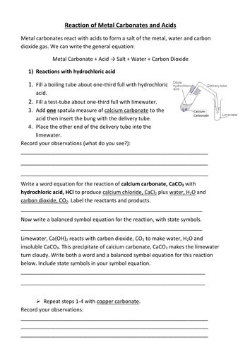 Acids and metal carbonates | Teaching Resources