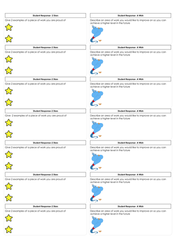 2 Stars and a Wish Response sticker | Teaching Resources