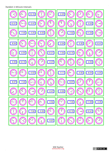 Clock Bingo - Minute Intervals | Teaching Resources