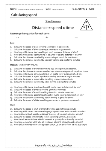 AQA P2.1 - Speed, distance and time | Teaching Resources AQA P2.1 - Speed, distance and time | Teaching Resources