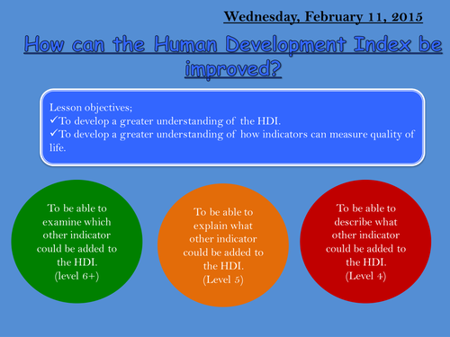 Lesson 4- How can we improve the HDI | Teaching Resources
