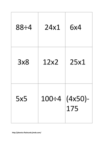 Factors flash cards 24-55 | Teaching Resources