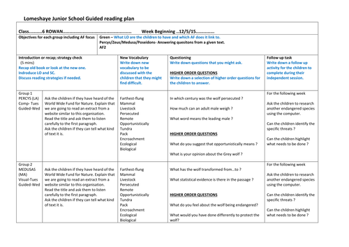 GUIDED READING TEMPLATE | Teaching Resources