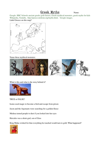 Greek Myths Quiz | Teaching Resources