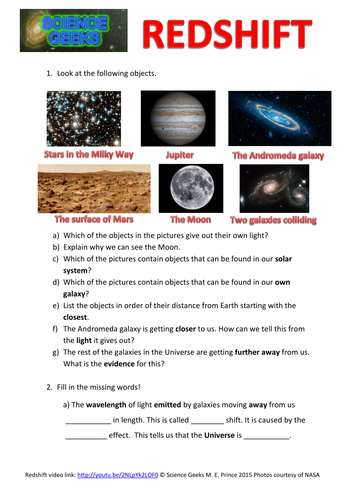 GCSE PHYSICS - REDSHIFT AND THE BIG BANG | Teaching Resources
