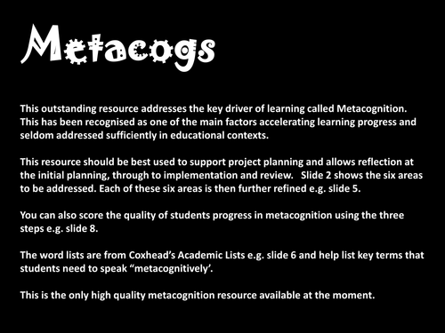 Metacognition Questioning Tool Teaching Resources