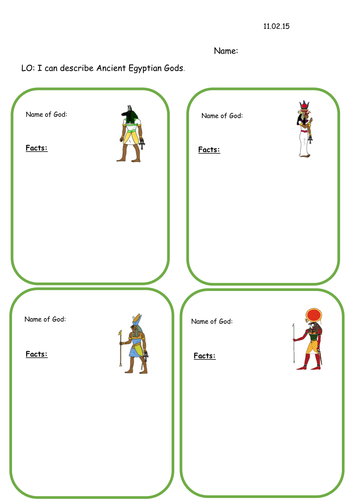 Egyptian God fact cards | Teaching Resources