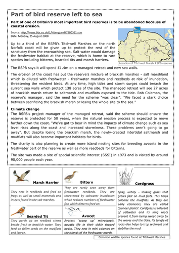 GCSE AQA - A Coasts - Titchwell Marsh Salt Marshes | Teaching Resources