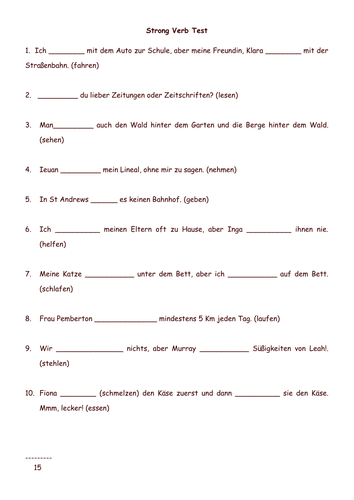 German - strong verbs present tense | Teaching Resources