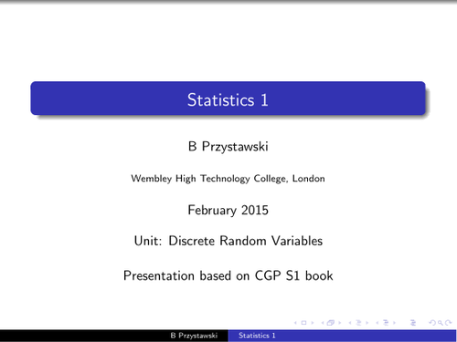 S1 Discrete random variables | Teaching Resources S1 Discrete random variables | Teaching Resources