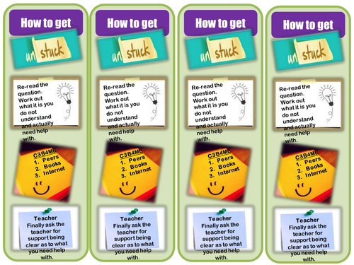 How to get 'unstuck' bookmark & Display | Teaching Resources How to get 'unstuck' bookmark & Display | Teaching Resources