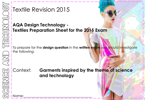 Aqa Gcse Textiles Exam Prep 2015 Booklet Teaching Resources