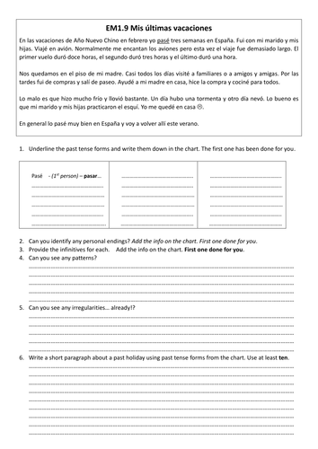 Introduction to the preterite tense in Spanish | Teaching Resources