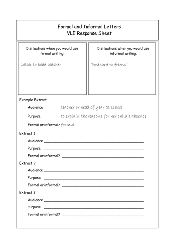 Formal and Informal Letters for the GCSE English Language Exam by ...