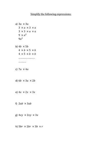Simplifying expressions | Teaching Resources Simplifying expressions | Teaching Resources