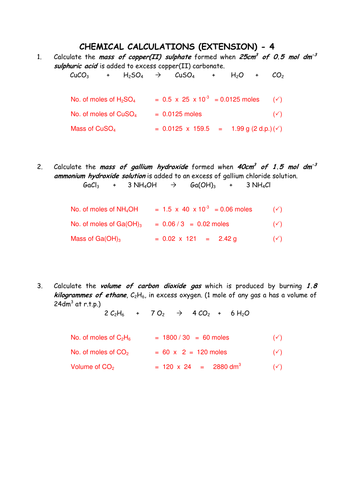 Chemistry Calculations Collection | Teaching Resources