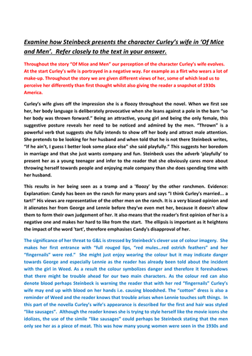 A* Of Mice and Men controlled assessment exemplar | Teaching Resources