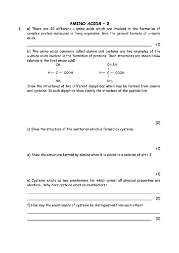 Chemistry: Amino acids | Teaching Resources