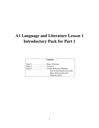 Introductory pack for approaching Non-Literary Texts | Teaching Resources