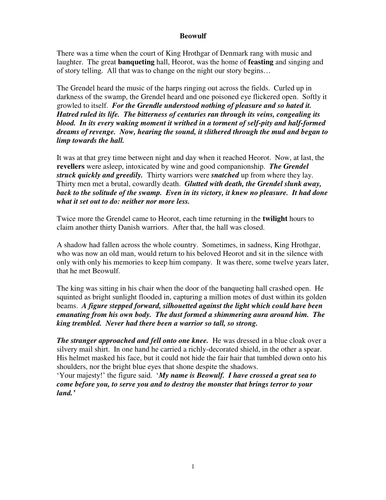 A scaffolded response to 'Beowulf' | Teaching Resources