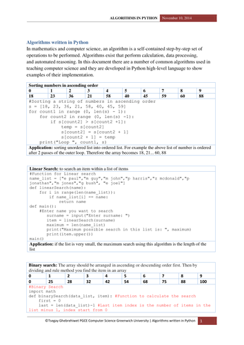 Algorithms for KS4 and KS5 | Teaching Resources