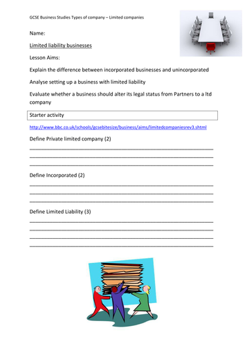 Types of company - Limited Liability | Teaching Resources