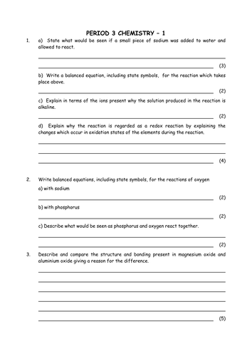 Chemistry: Period 3 Elements | Teaching Resources