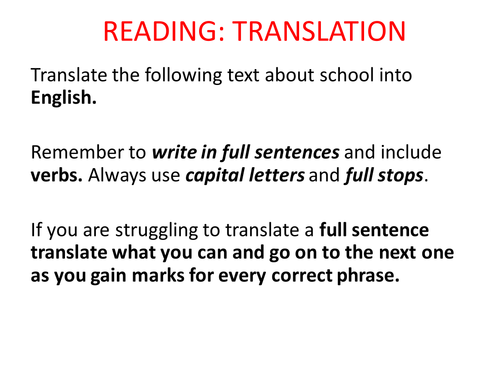 Year 7 French translation test "mon collège" | Teaching Resources