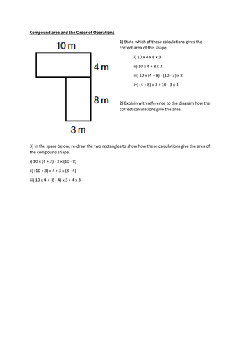 Compound area and the order of operations | Teaching Resources