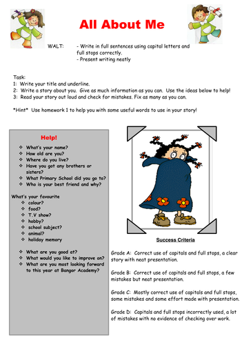 All About Me-Homework | Teaching Resources
