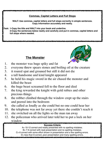 Full stops, commas and capital letters practice by TheSchoolRun - UK ...